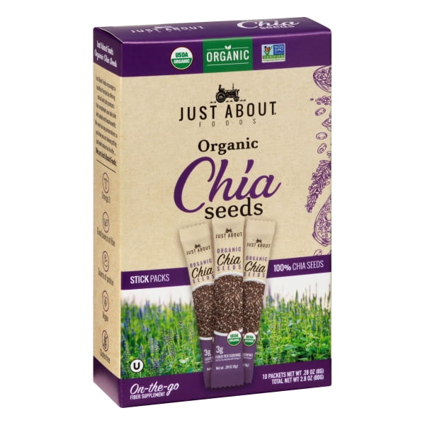 Chia Seeds Organic Stick Packs. 10- 0.28 oz packs per box. 2 pack ...