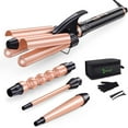 USTAR 4 in 1 Titanium Curling Iron Wand Set, 3 Barrel Beach Waver with ...