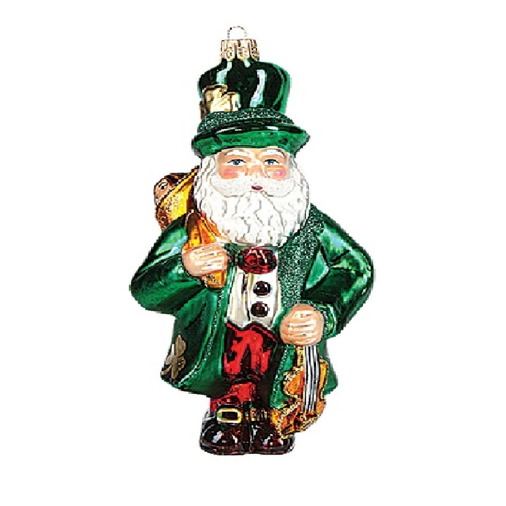Irish Ireland Santa Polish Mouth Blown Glass Christmas Ornament ...