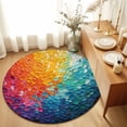 Bright Petals Round Living Room Rugs 4 ft, Abstract Colored Petals ...