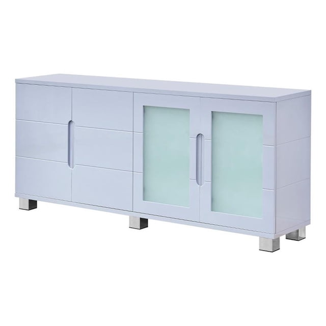 High Gloss Light Gray 4 Door Wood Cabinet Server with Frosted Glass ...