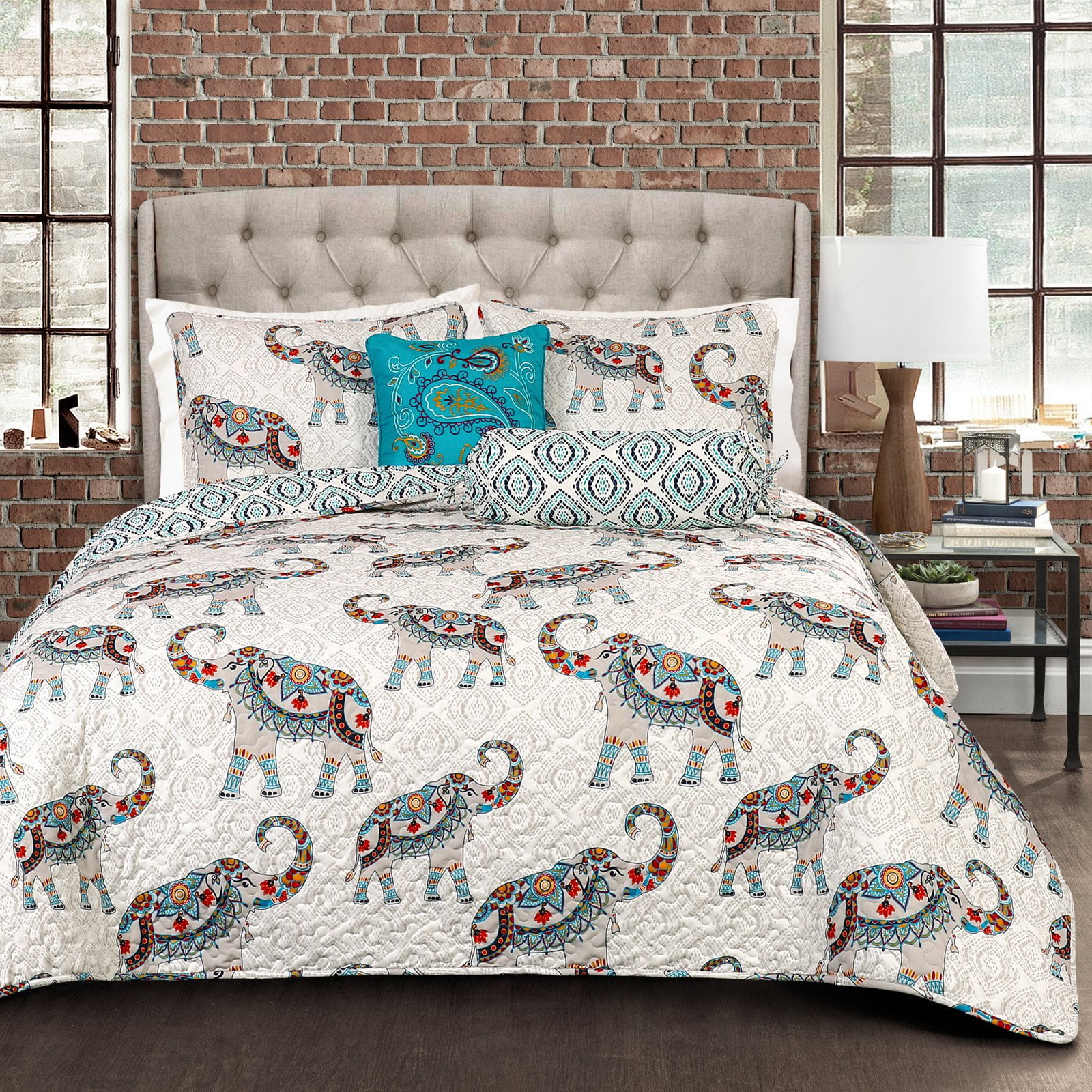 Lush Decor Hati Elephants Quilt 5pc Se - Walmart.com