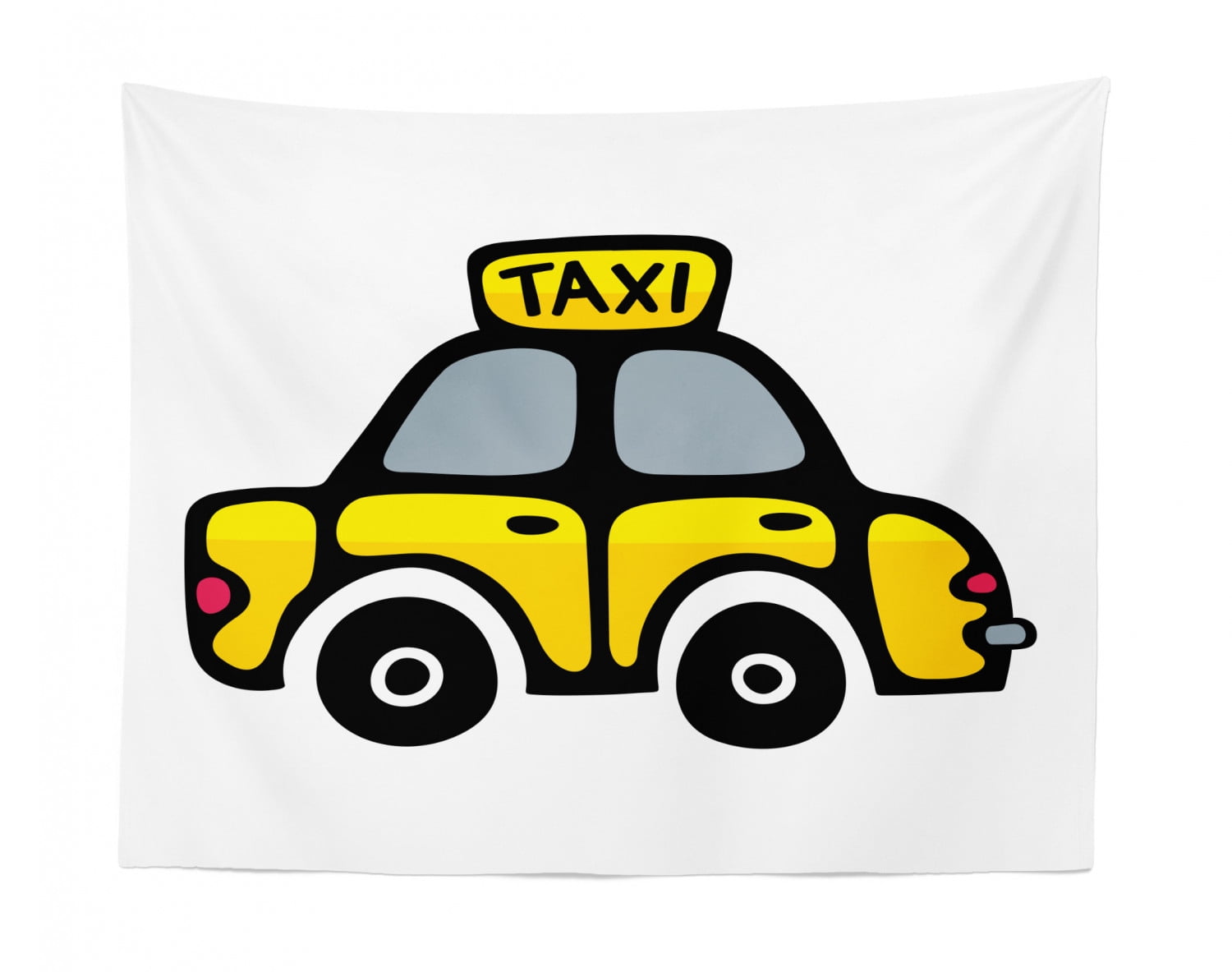 New York Taxi Tapestry, Comics Style Cab Illustration with Repeated ...