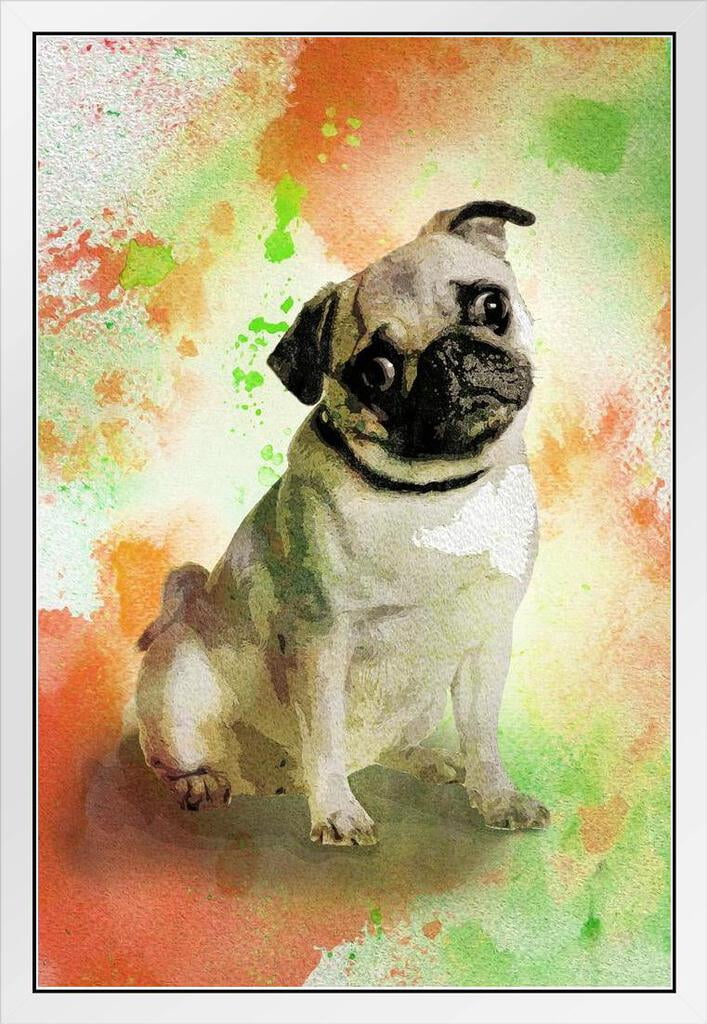 Dogs Pugs Painting Watercolor Splash Dog Posters For Wall Funny Dog ...