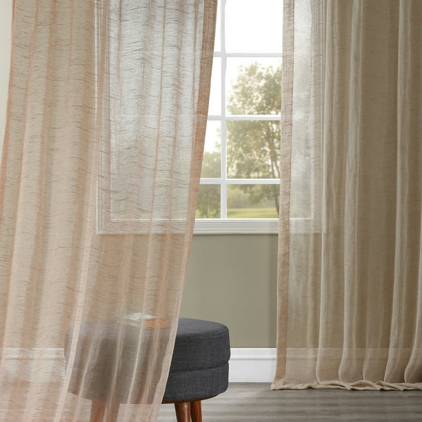 Open Weave Natural Linen Sheer Curtain (1 Panel), Open Weave Natural ...
