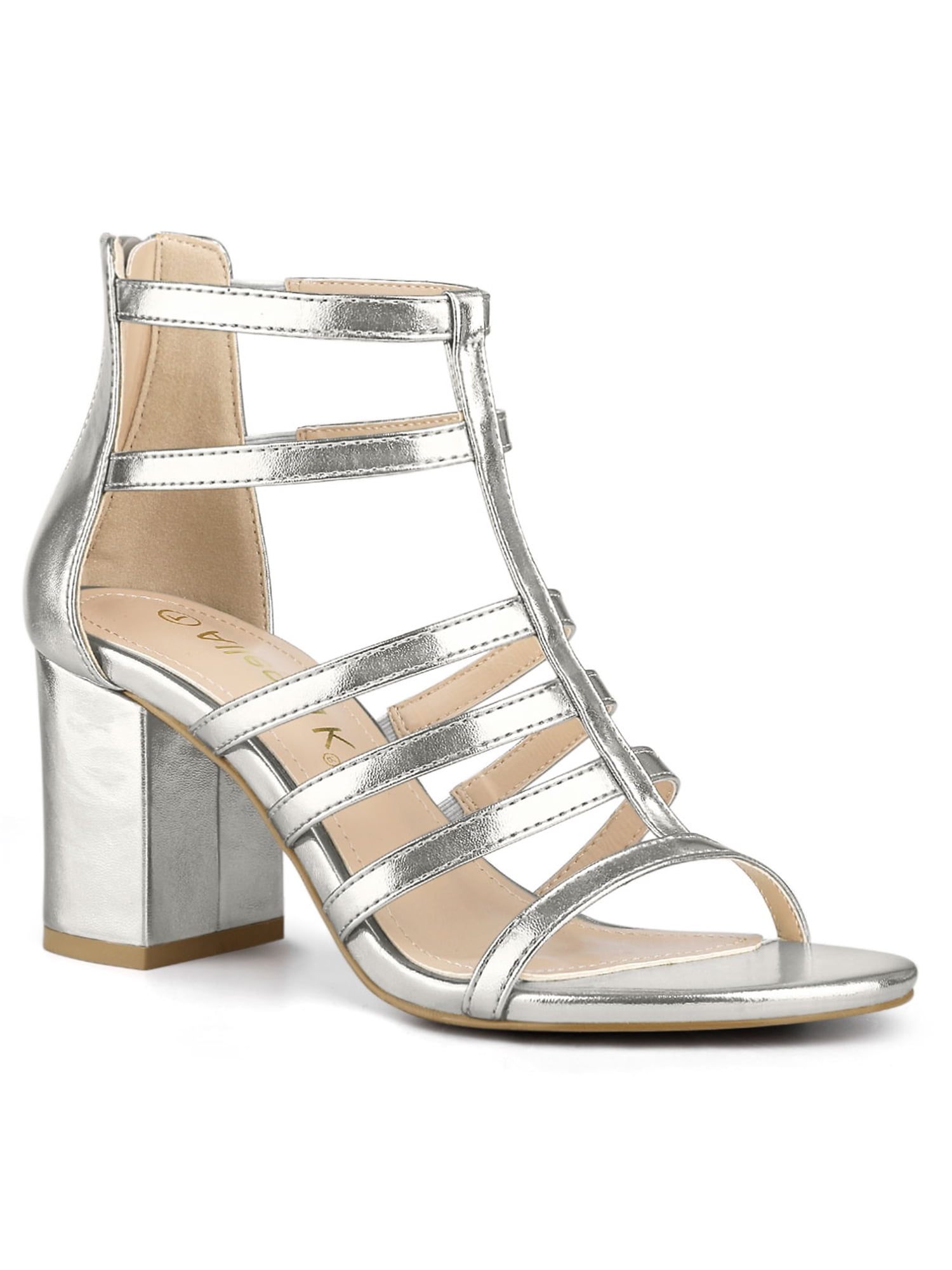 Allegra K Women's Strappy Roman Chunky Gladiator Heel Prom Sandals ...