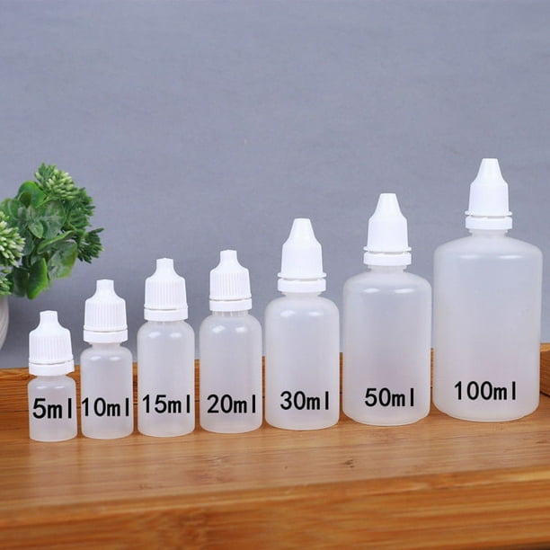 5PCS 5ML/10ML/15ML/20ML/30ML/50ML Al Por Mayor Ojos Líquido Gotero Botellas Recargables De ...