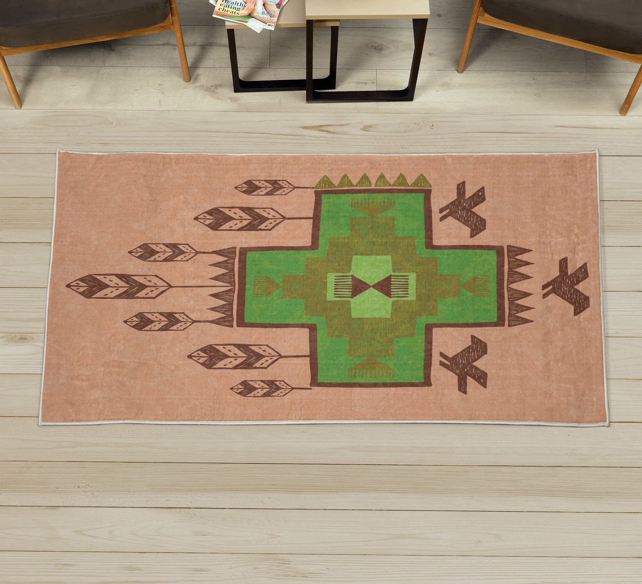 Tribal Decorative Rug, Hand Drawn Dreamcathcher Folkloric Birds Image ...