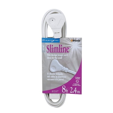 SlimLine 2236 Flat Plug Extension Cord, 2-Wire, 7-Foot, White - Walmart.com