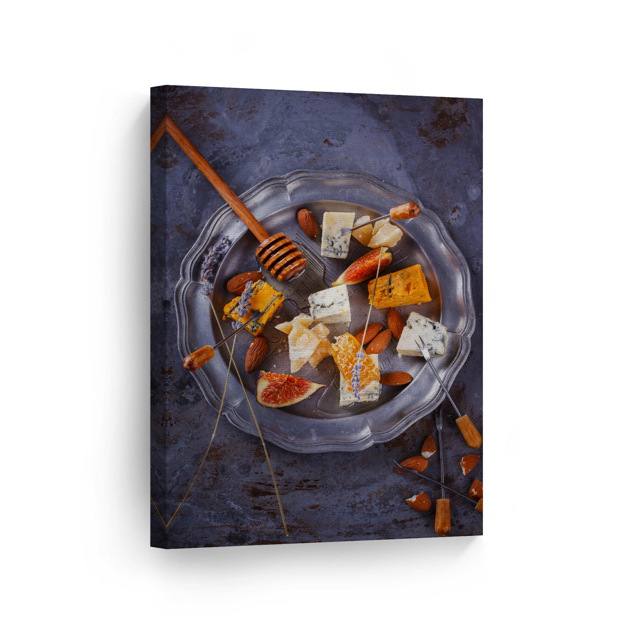 Smile Art Design Delicious Cheese Plate and Honey Kitchen Canvas Wall ...