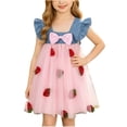 akafmk Girls Cute Dresses Denim Mesh Patchwork Sleeveless Casual Party ...