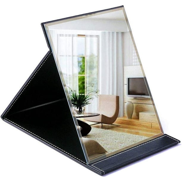 FORSHUYU Folding Travel Mirror, 10X7 Inches PU Portable Adjustable Desk ...