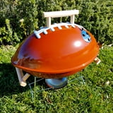 Football BBQ 18" Grill - Brown - Powder Coating - Wood Handle - Steel ...