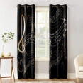 Black Music Notes Blackout Curtains for Bedroom Living Room, Musical ...