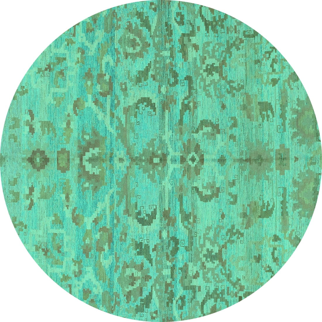 Ahgly Company Indoor Round Abstract Turquoise Blue Modern Area Rugs, 8 ...