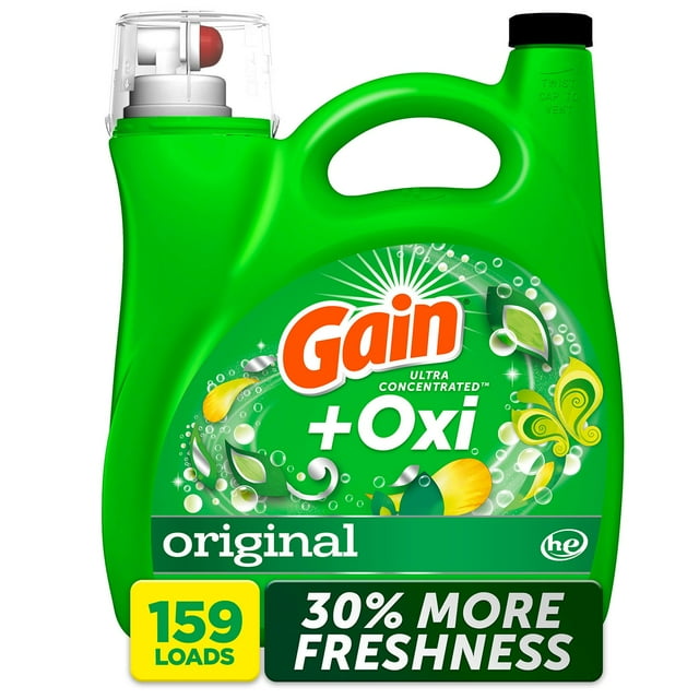 Gain + Oxi Liquid Laundry Detergent, Original, 159 Loads, 170 fl. oz ...