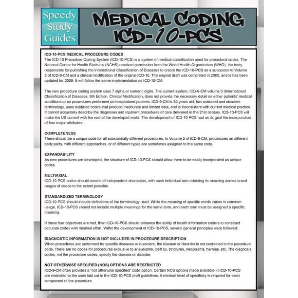 Medical Coding : ICD-10-PCs (Speedy Study Guides) - Walmart.com ... Medical Coding : ICD-10-PCs (Speedy Study Guides) - Walmart.com ...