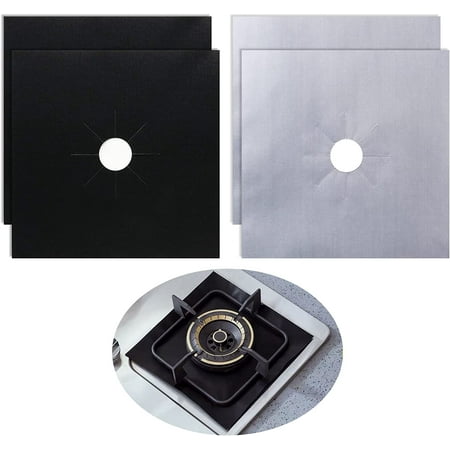 Surrme Gas Fire Guards, Gas Stove Guard, Matte Black Silver - 4 Pieces ...