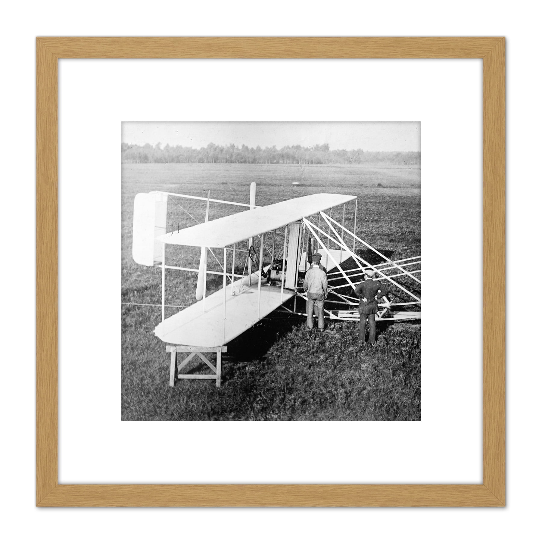 Wright Brothers Biplane Machine Old Photo 8X8 Inch Square Wooden Framed ...
