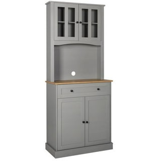 Hitow Kitchen Pantry Storage Cabinet with Glass Doors and Drawers ...