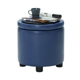 Designs4Comfort Round Accent Storage Ottoman with Reversible Tray Lid ...