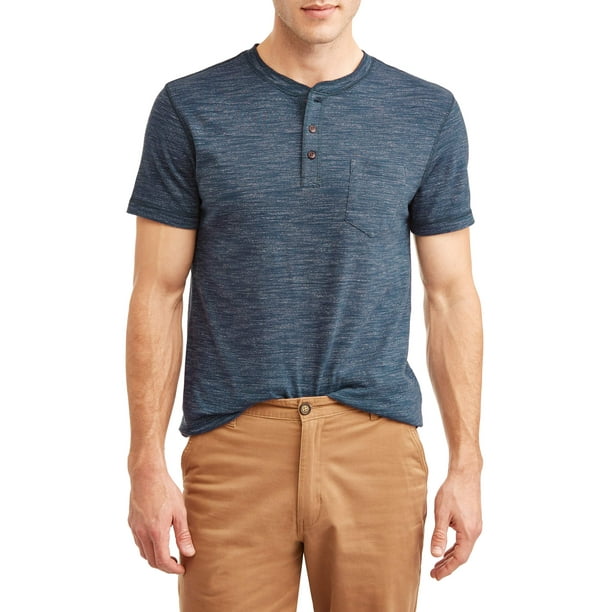 Lee Lee Mens Short Sleeve Textured Henley T Shirt With Pocket