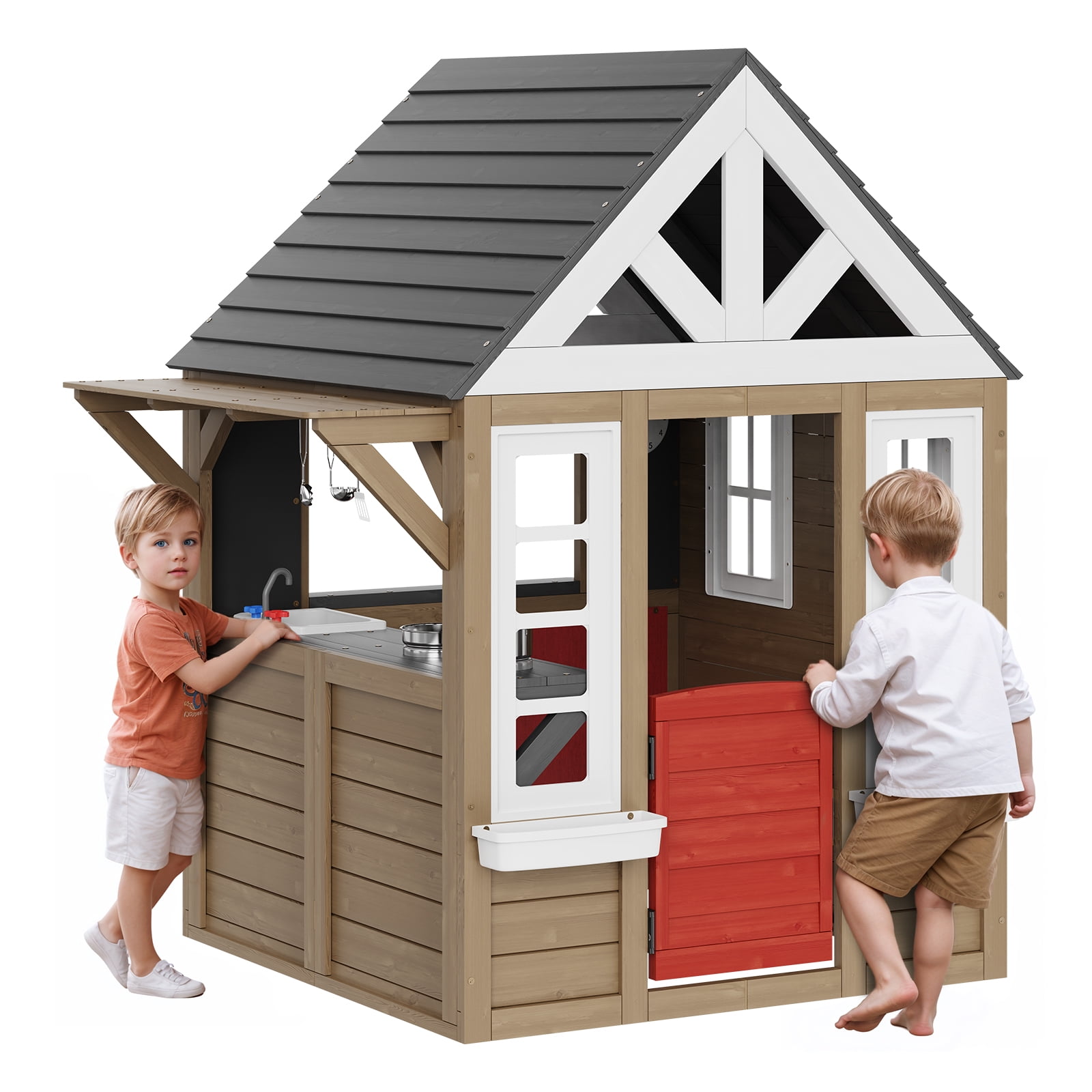 Click here for Vevor Outdoor Wooden Playhouse Kids Garden Games C... prices