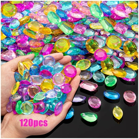 ZHBDMGK 120Pcs Plastic Toy Gems Pirate Treasure Jewels Jumbo Fake Acrylic Gems Bling Multicolor ...