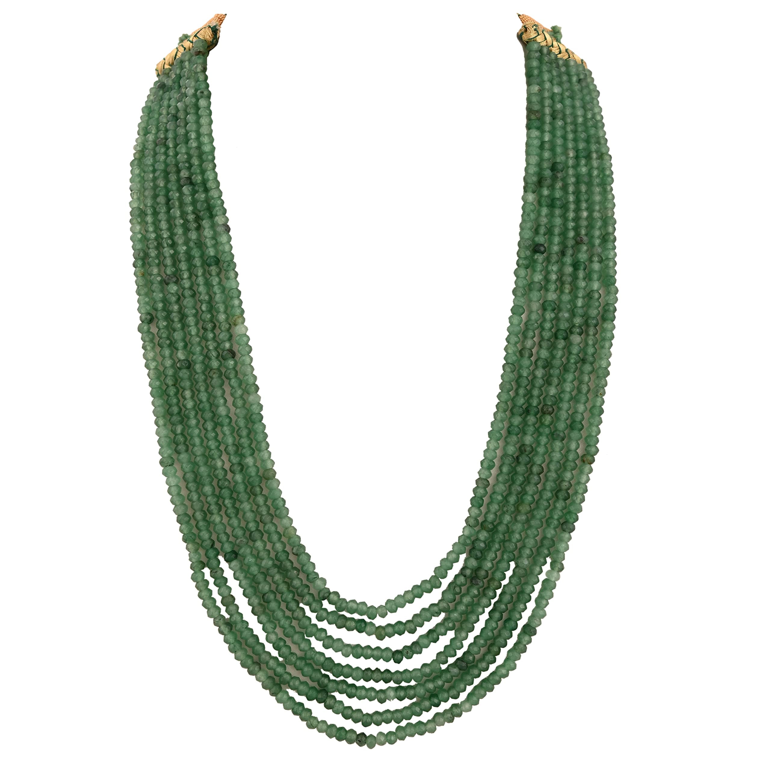 Ratnavali Jewels Parrot Green color 7 Line Quartz Beads Strand Jewelry ...