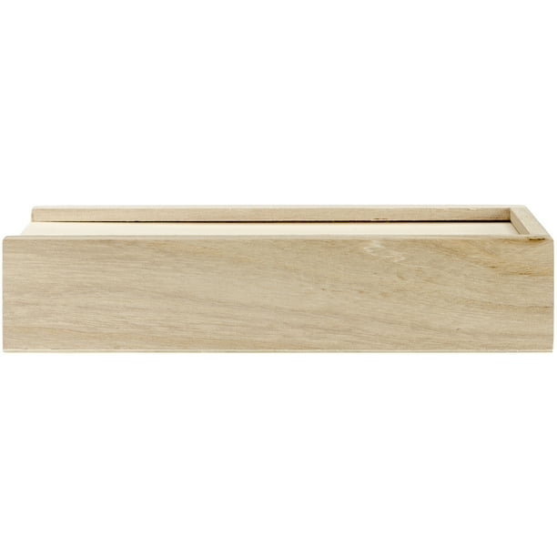 Wooden Pen & Pencil Box W/Sliding Lid-1.625"X8"X2.5" - Walmart.com