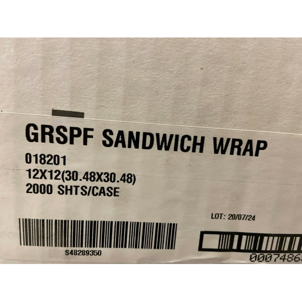 SYSCO 12 x 12 SANDWICH WRAP 2000CT WHITE 6785786 GRSPF - Walmart.com