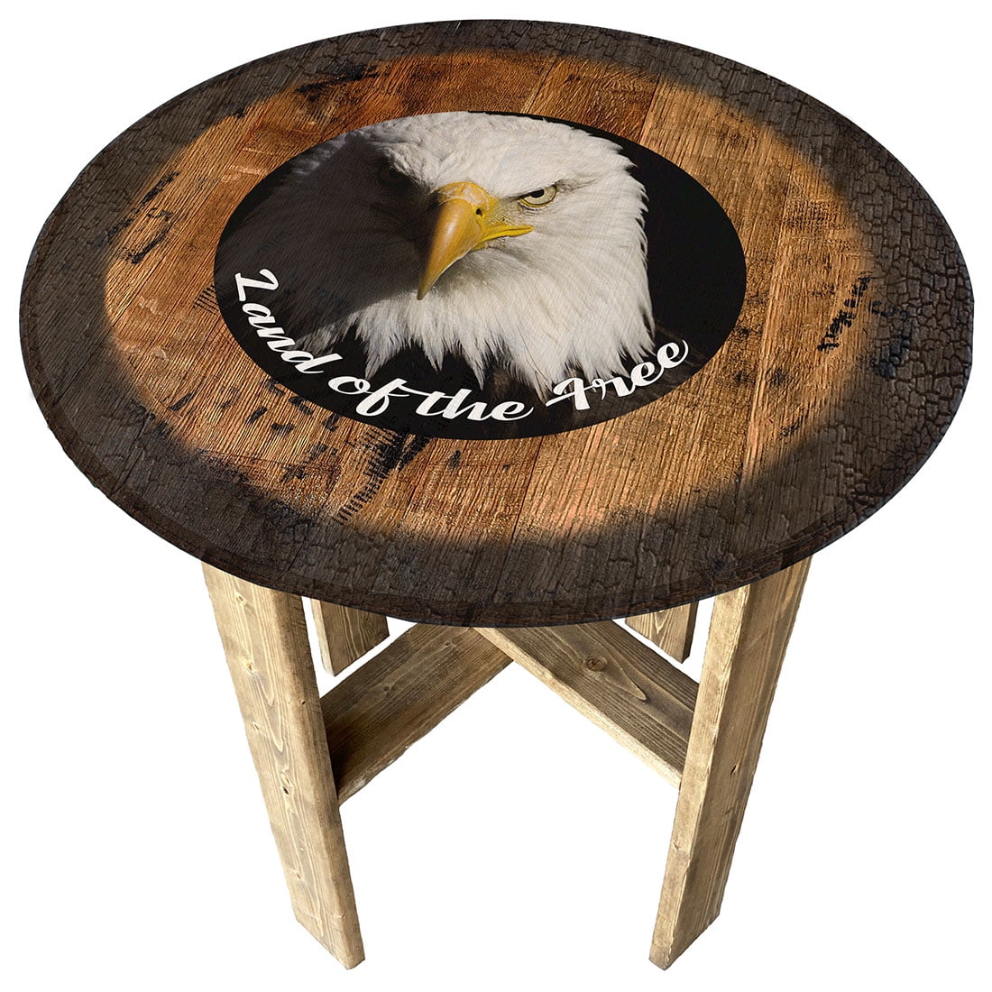 Land of the Free Bald Eagle Eagle Gift Farmhouse Rustic Round Whiskey ...