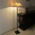Tiffany Style Floor Lamp, 65" Tall, Bronze Mission, Stained Glass Shade ...