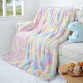 "Lochas Fuzzy Comfy Rainbow Print Throw 60""x80"" Sherpa Fleece Plush ...