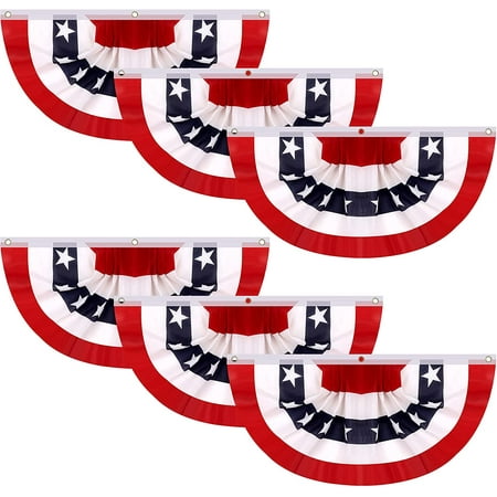 6 Pieces USA Pleated Fan Flag American Bunting Flags Patriotic United ...