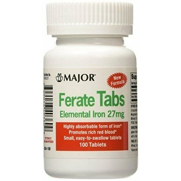 FERATE FERROUS GLUCONATE HIGH POTENTCY IRON SUPPLEMENT 100CT Pack of 2 ...
