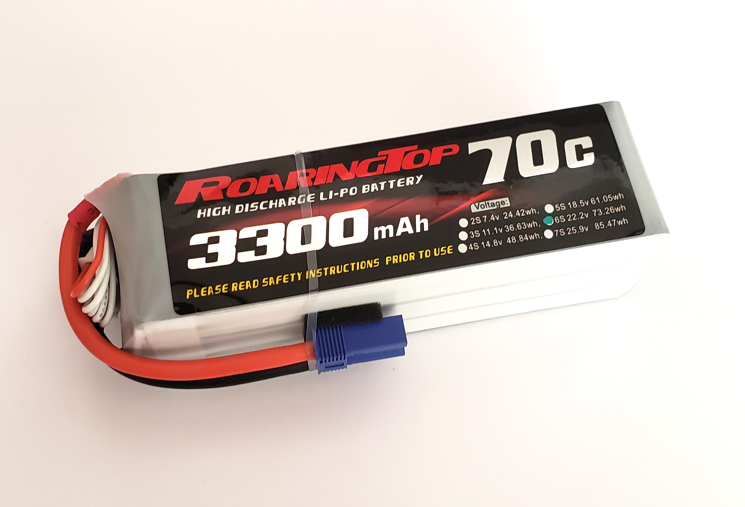 Roaring Top 70C 3300mAh 6S 22.2V LiPo Battery Pack with EC5 Plug - Walmart.com