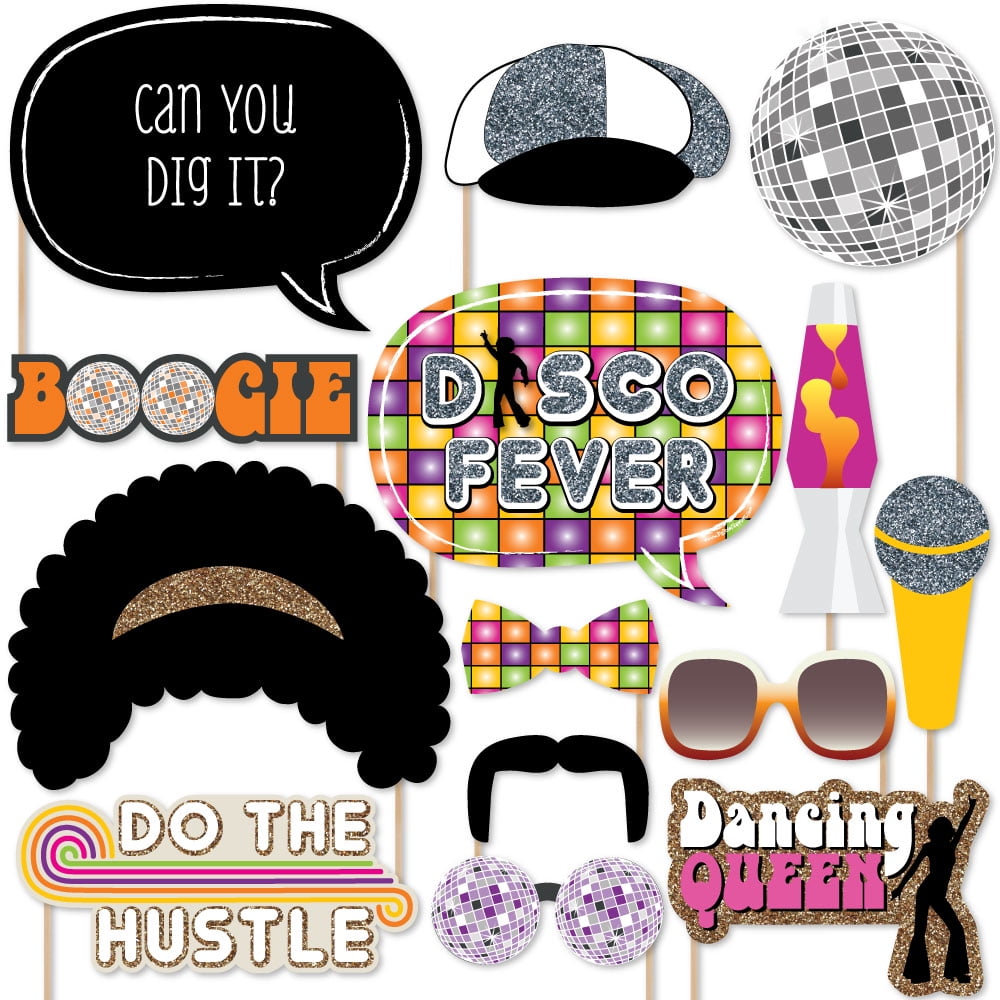 70's Disco - 1970s Disco Fever Party Photo Booth Props Kit - 20 Count ...
