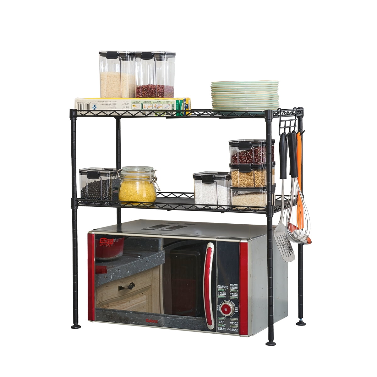Home Basics 2 Tier Microwave Rack, Black - Walmart.com