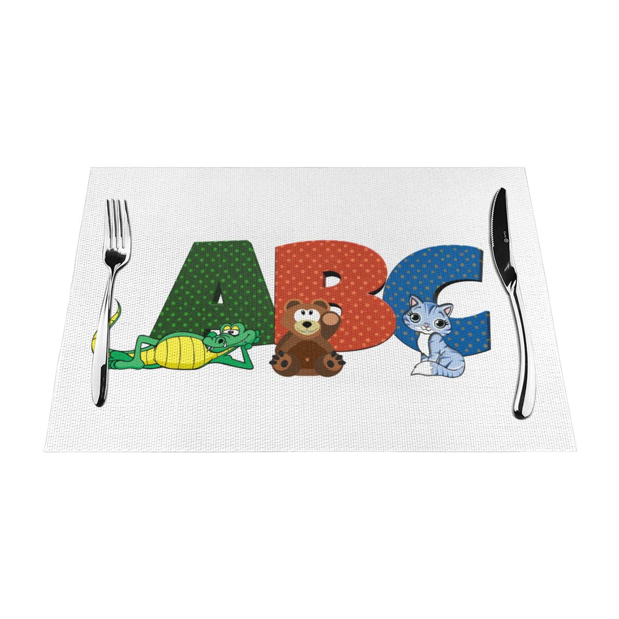 XMXY Woven Placemats Set of 6 PCS, Abc Alphabet Table Mats Washable ...