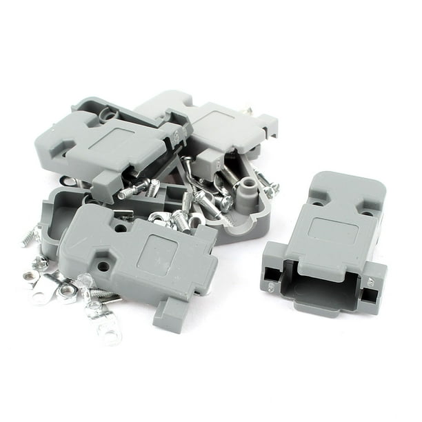Gray Plastic DB9 9 Pins D-SUB Female Connector Hood Cover Protection ...