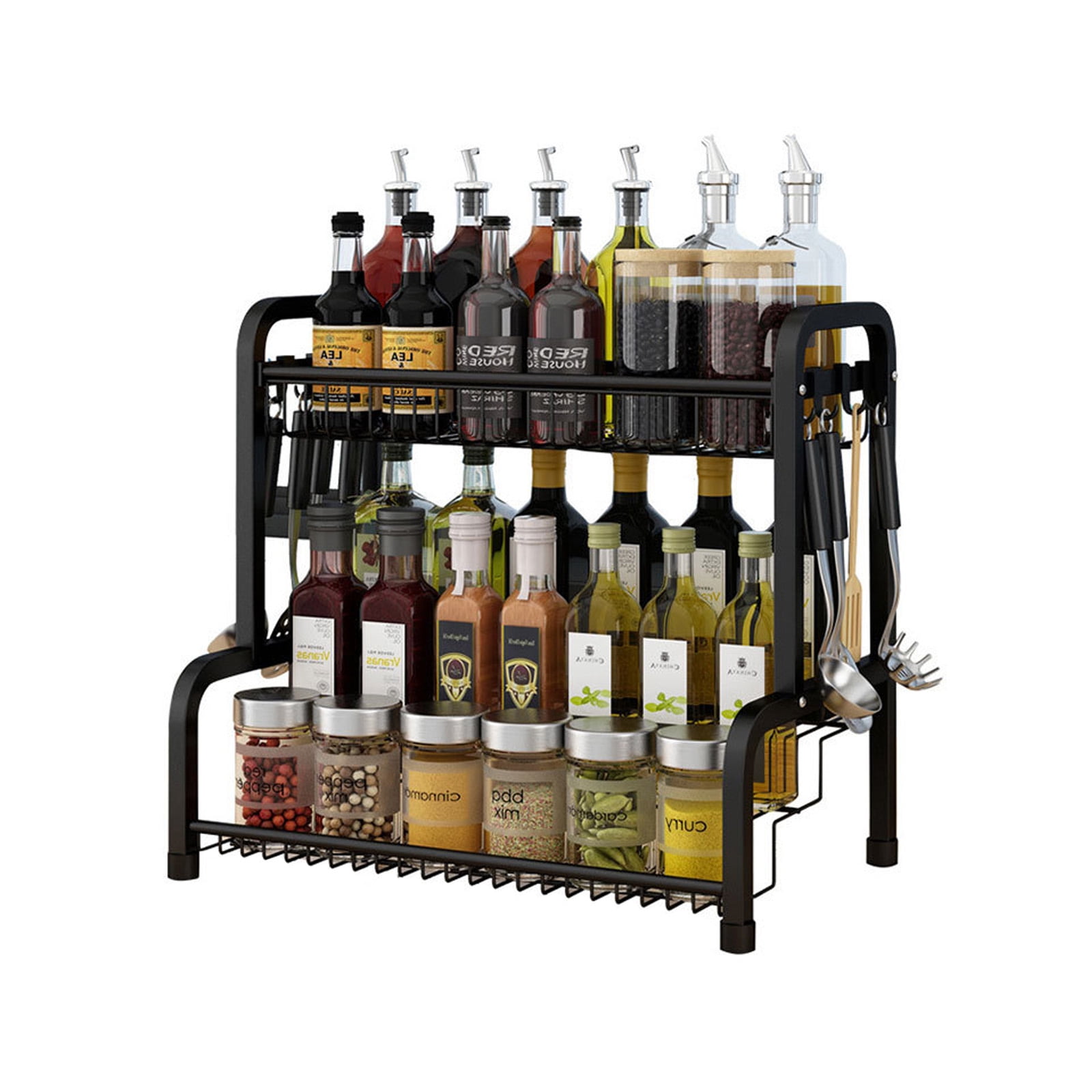 Spice Rack, 2-Tier Kitchen Bathroom Countertop Storage Organizer, Spice ...