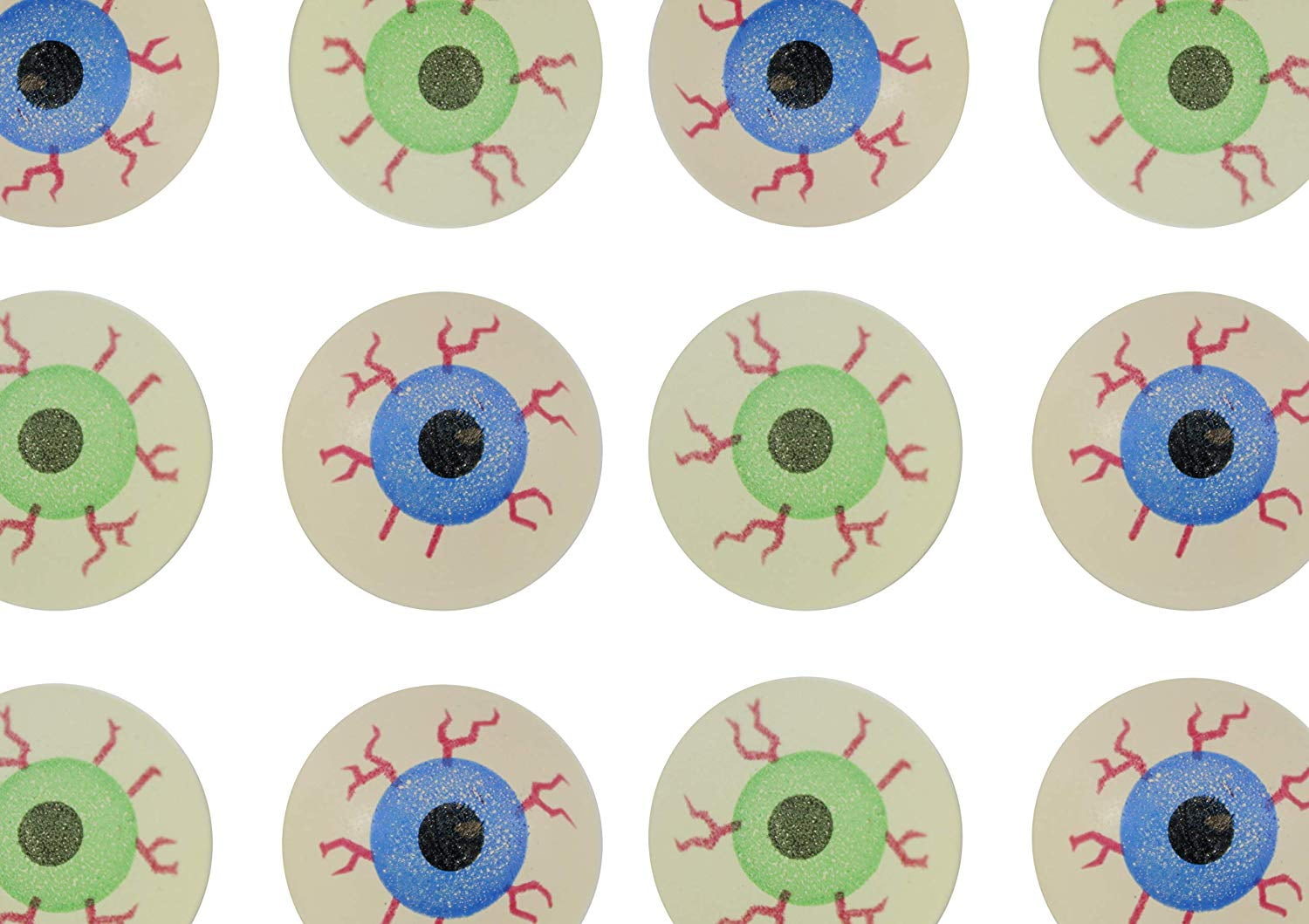12 Eye Glow in The Dark Super Bouncy Balls - Spooky Eyeball Novelty ...