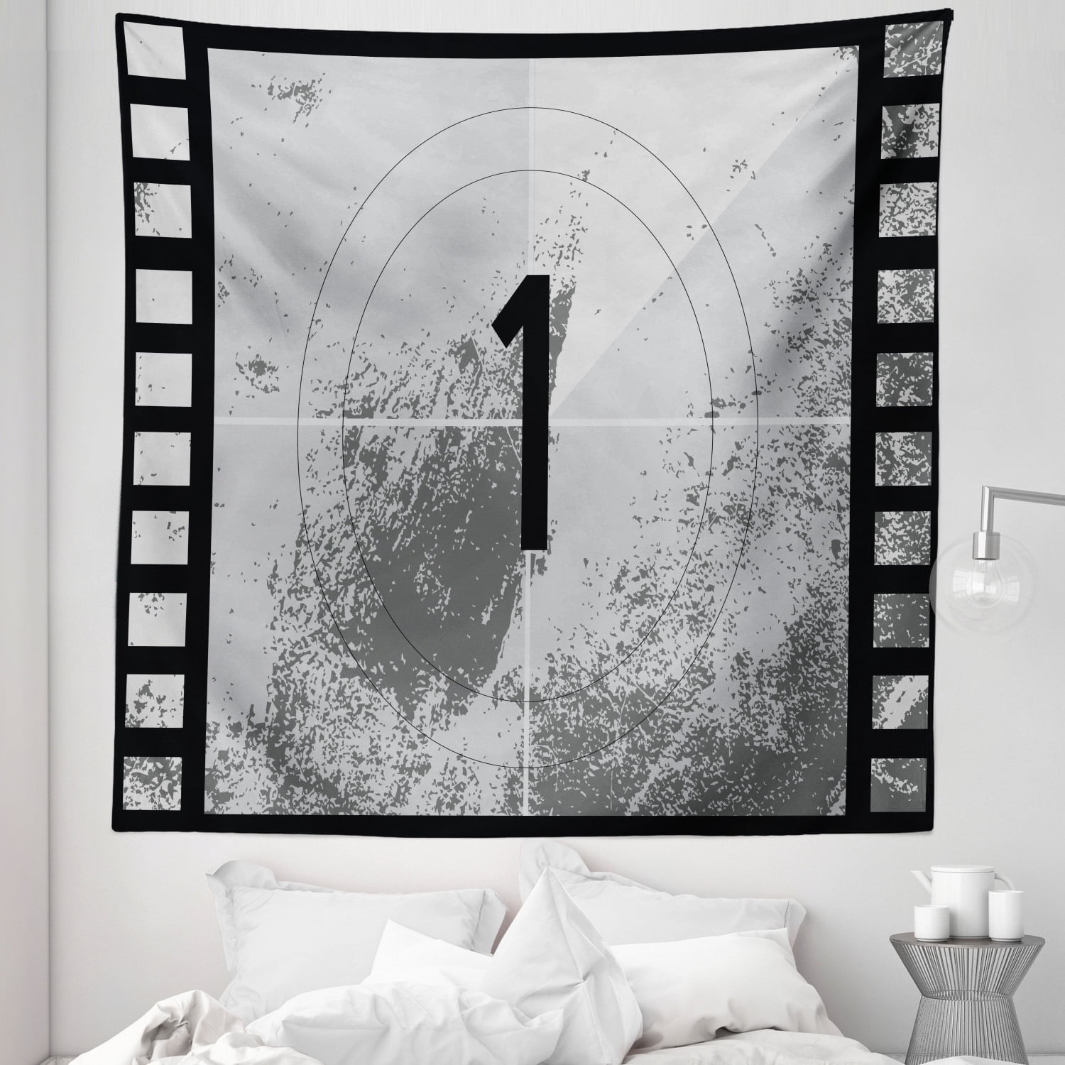 Old Hollywood Tapestry, Film Countdown Number on Grungy Style ...