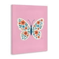 Boho Pink Floral Butterfly Canvas Wall Art, design by Jessica Beck ...