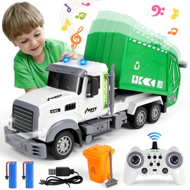 RC Garbage Truck Toy for Boys 3-6 Year with Lights, Great Gift for Kids ...