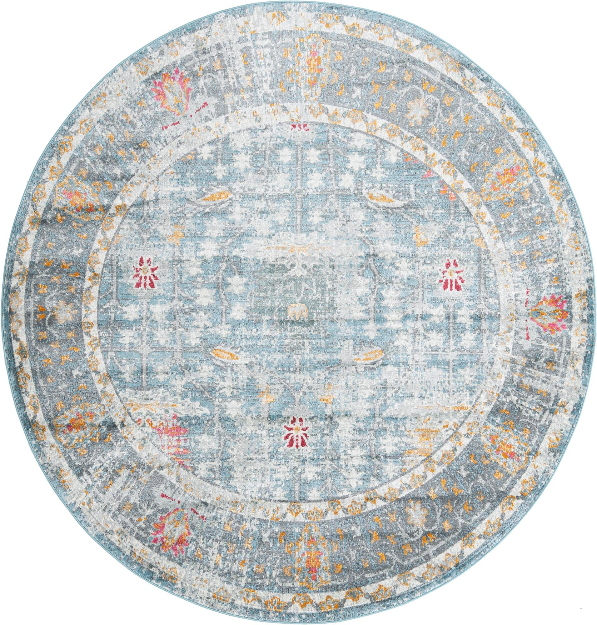 Rugs.com Paragon Collection Rug – 8 Ft Round Blue Medium-Pile Rug ...