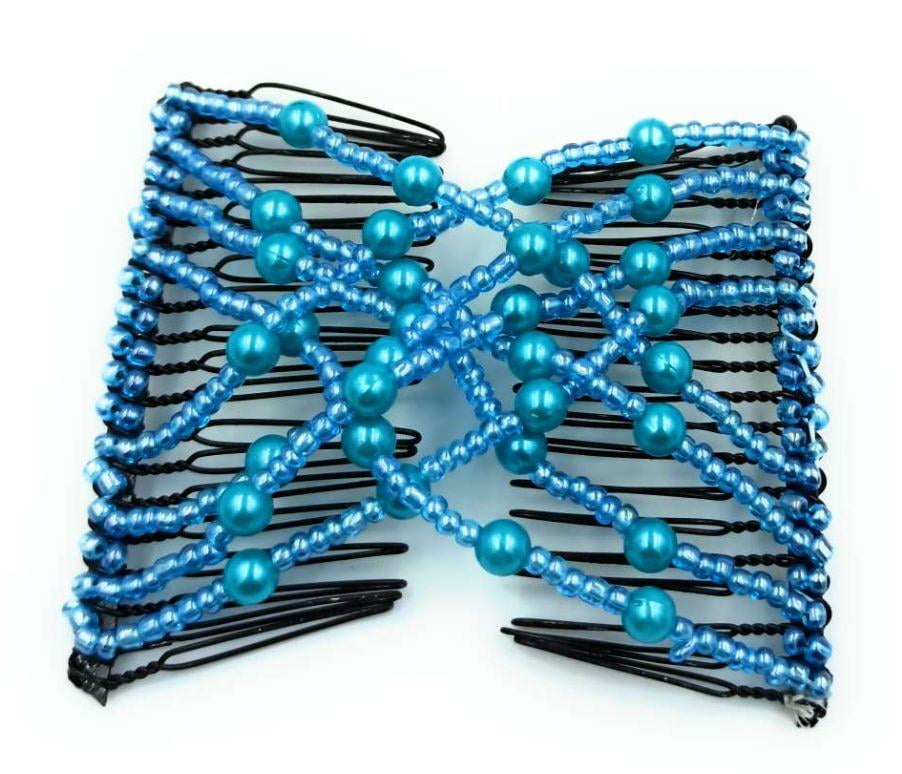 Peineta doble para el Cabello con Bolitas de Acrilico azul Genérico ...