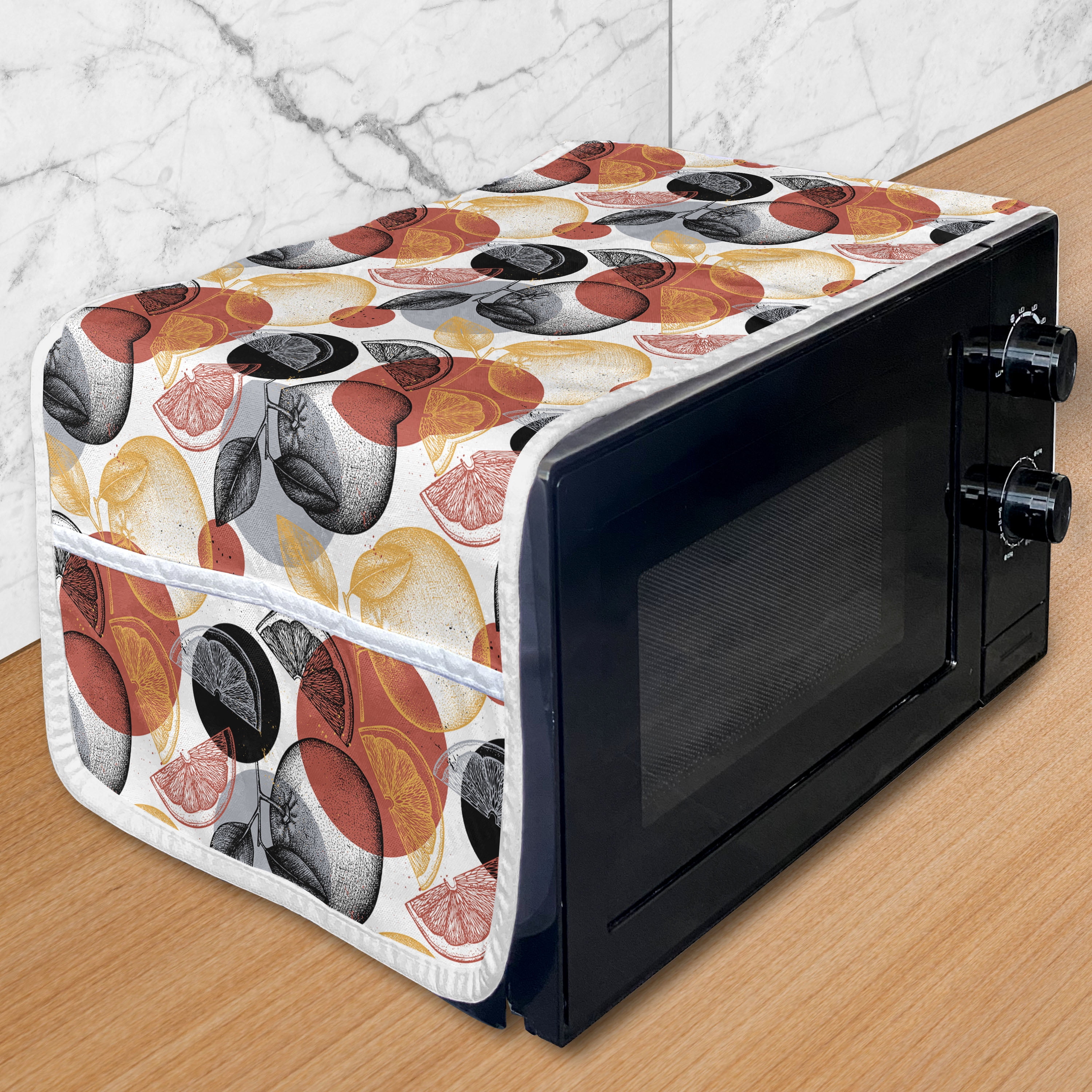 Fruit Microwave Oven Cover, Abstract Dotted Citrus Images Pomelo Slices ...
