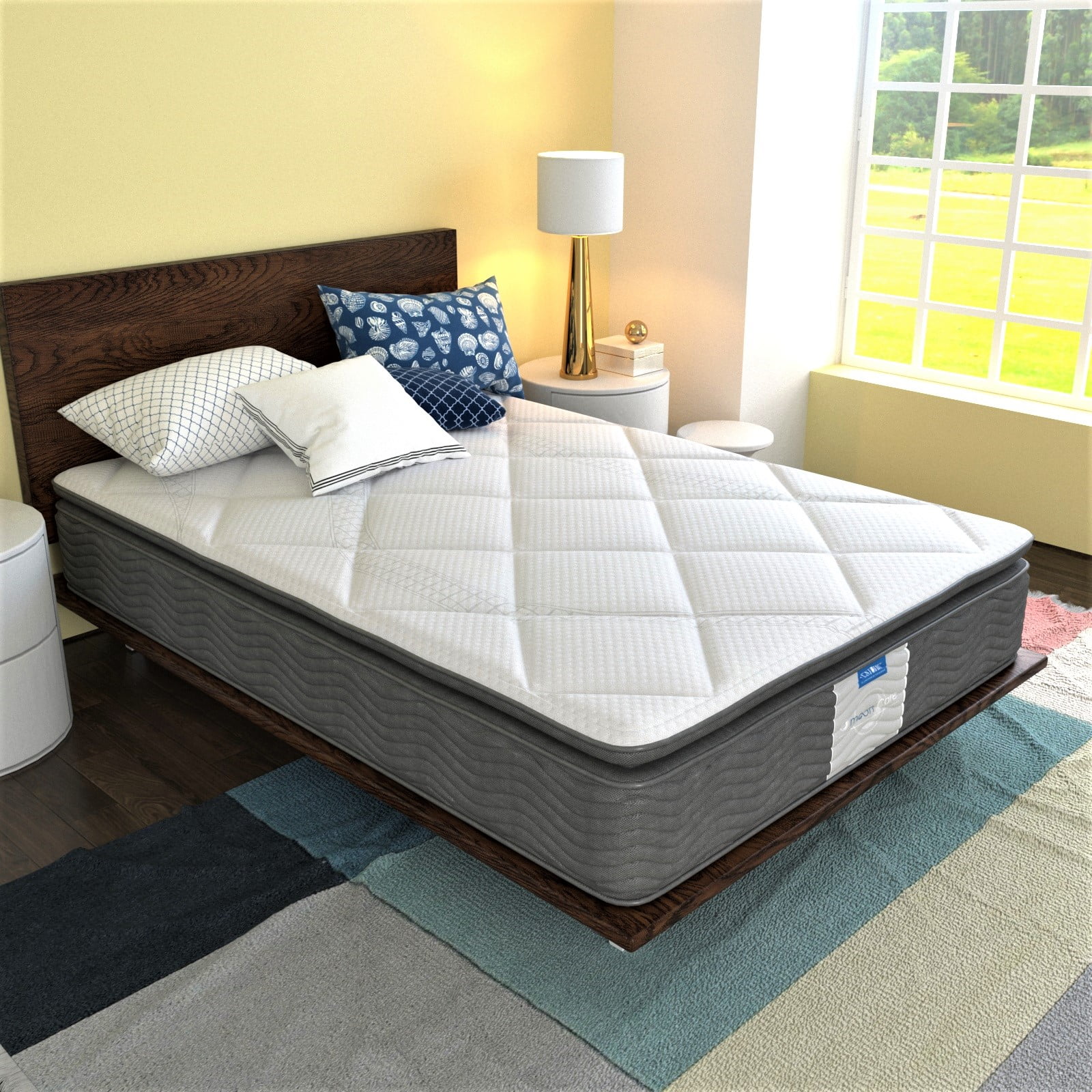 Colchon Matrimonial Restonic Mooncare + Box Matrimonial Tacto Piel Choc ...